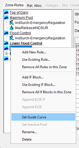 Selecting the Reservoir Guide Curve