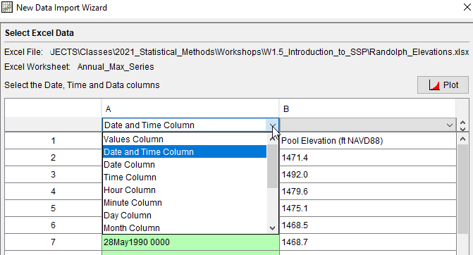 Task 1. Create a new HEC-SSP Study, Import Data, and Visualize Multiple Data Sets